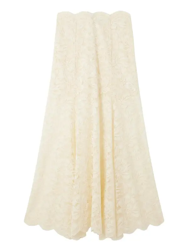 Rabanne Scalloped Lace Maxi Skirt - Ivory
