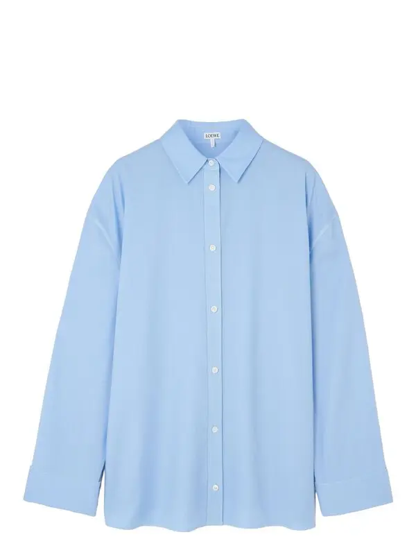 Loewe Wool And Silk-blend Twill Shirt - Blue