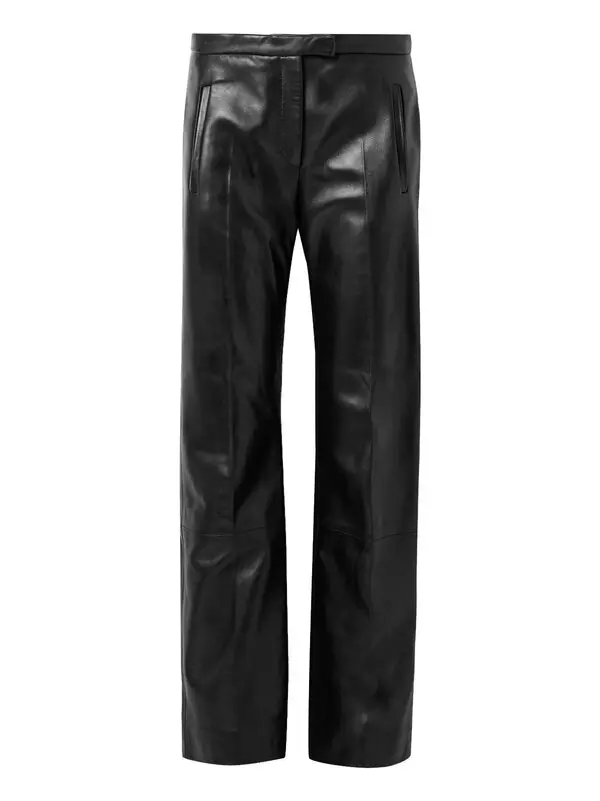 Khaite Miles Leather Straight-leg Pants - Black