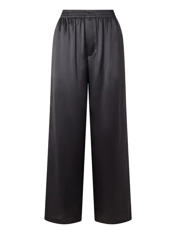 Saint Laurent Silk-satin Straight-leg Trousers - Black