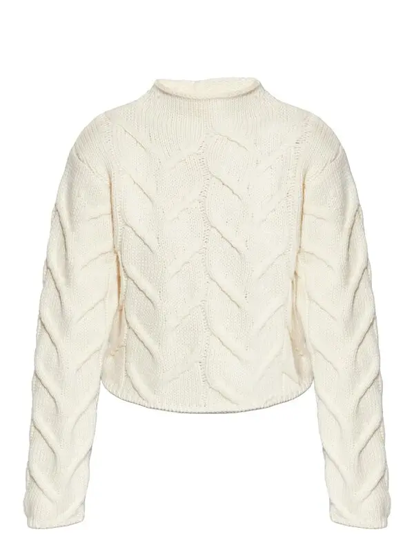 FRAME Wool Cable-knit Turtleneck Sweater - White