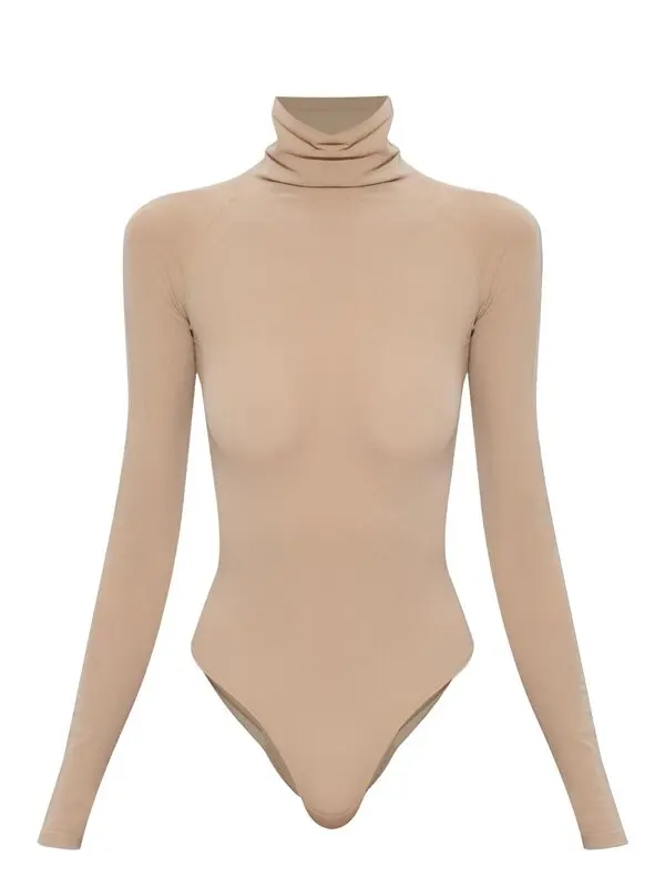 Alaïa Turtleneck Bodysuit - Beige