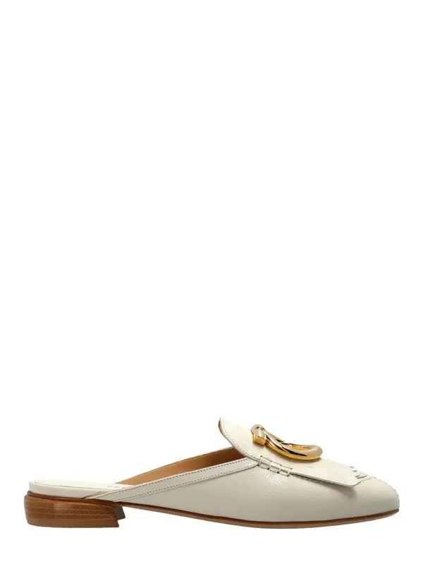 FERRAGAMO Leather Slides - Cream