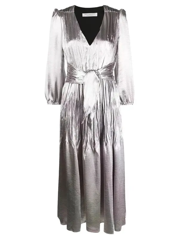 Philosophy Di Lorenzo Serafini Metallic Gathered-detail Dress - Silver