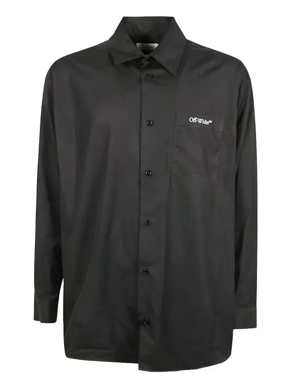 Off-White Logo-embroidery Rear-graphic Shirt - Black