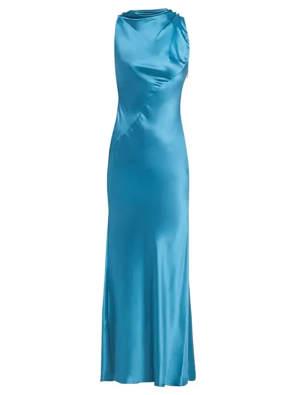 Acler Ropley Bias-cut Satin Maxi Dress - Prussian B