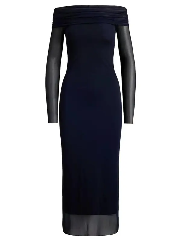 Ralph Lauren Audria Off-the-shoulder Layered Midi Dress - Blue