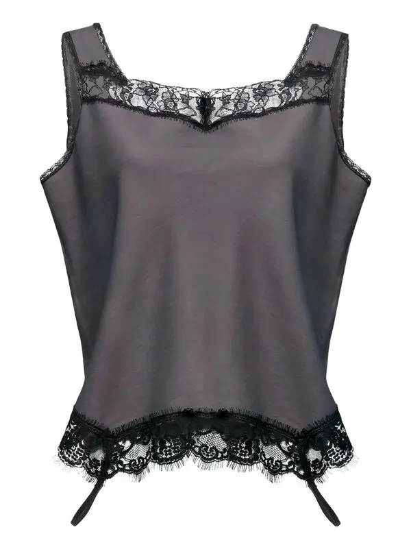 MAISON MARGIELA Lace Trim Top - Grey