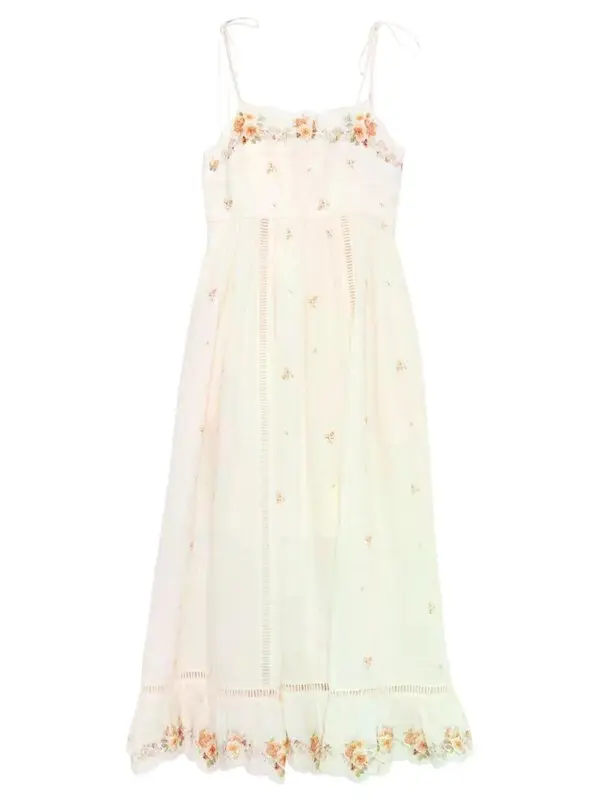 Zimmermann Patience Cami Floral Embroidered Midi Dress - Neutrals