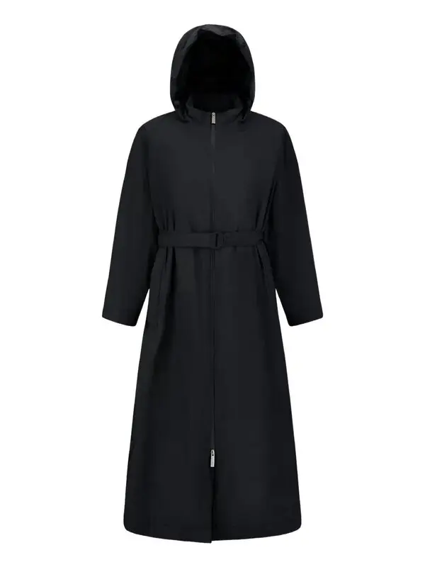 Herno Hooded Belted Raincoat - Black