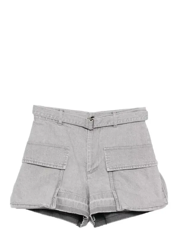 Sacai Belted Denim Cargo Shorts - Grey