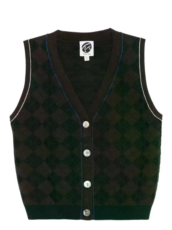 YANYAN Argyle-print Vest - Brown