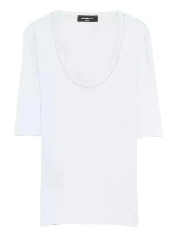 Fabiana Filippi Scoop-neck Jersey T-shirt - Blue