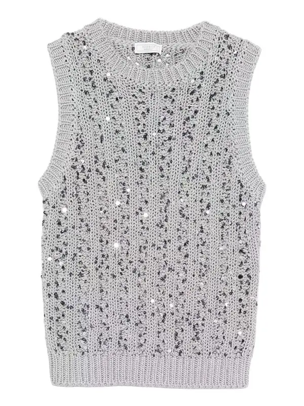 Peserico Sequin-embellished Knit Vest - Grey