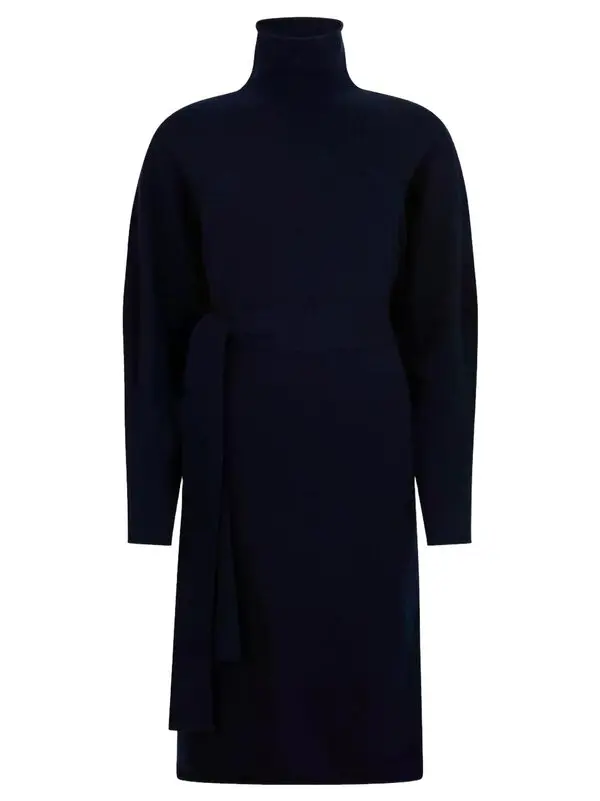 Malo Belted Roll-neck Dress - Blue