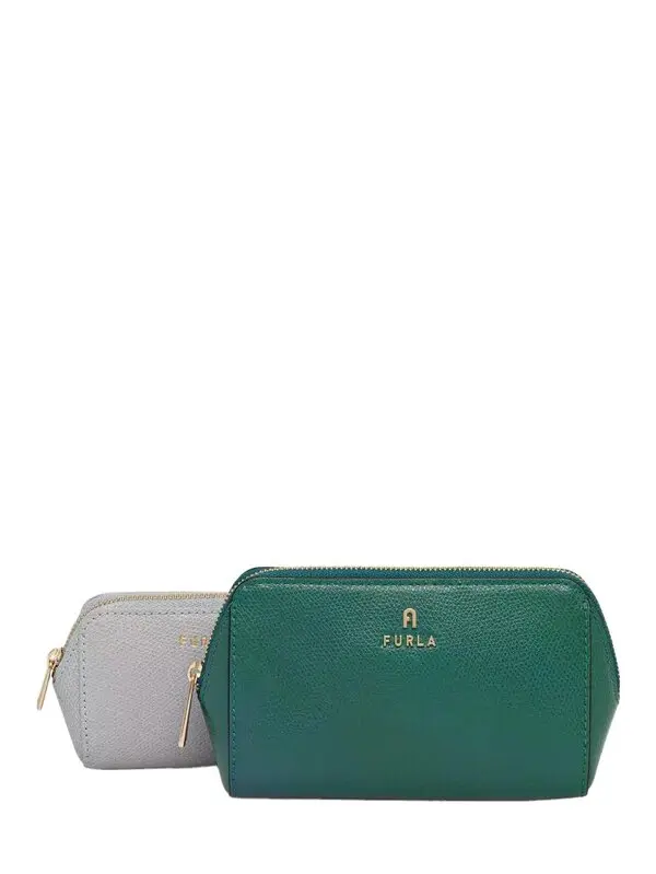 Furla Camelia Logo Zip Makeup Bag - Green