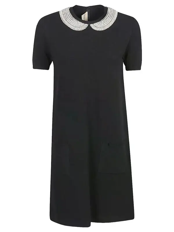 Valentino Garavani Embellished-collar Dress - Black