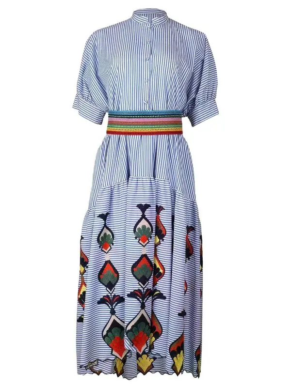 MAISON COMMON Stripe-pattern Midi Dress - Blue