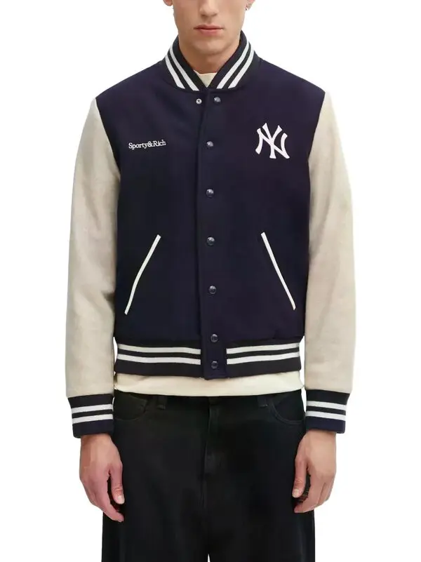 SPORTY & RICH Striped Logo Jacket - Blue