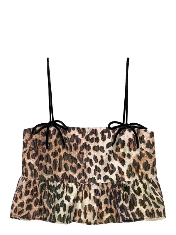 GANNI Leopard-print Top - Brown