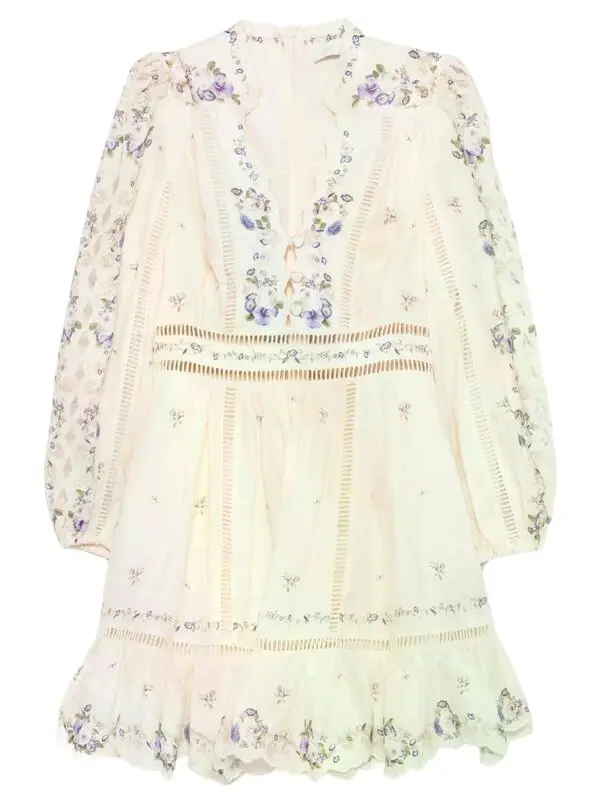 Zimmermann Patience Floral-print Mini Dress - Neutrals
