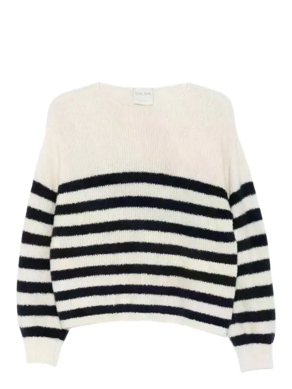 FORTE_FORTE Striped Pullover Sweater - Neutrals