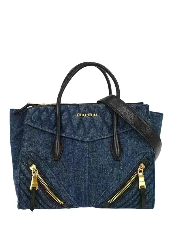 Miu Miu 2010s Zip-detail Tote Bag - Blue