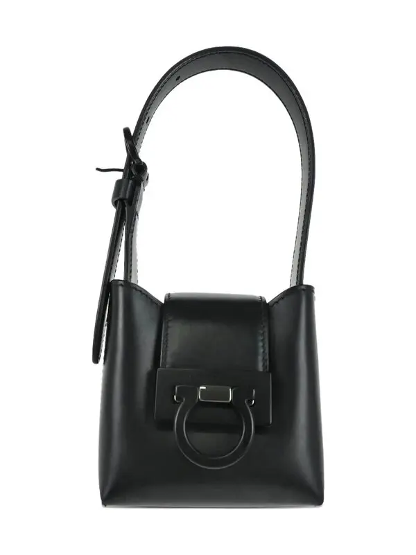 Prada 2010s Gancini Leather Shoulder Bag - Black