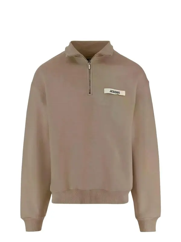 Jacquemus Gros Grain High Collar Logo Sweatshirt - Neutrals
