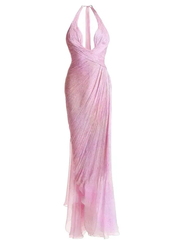 MARIA LUCIA HOHAN Milagros Halterneck Maxi Dress - Pink