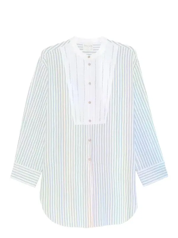 FORTE_FORTE Striped Button Shirt - Blue