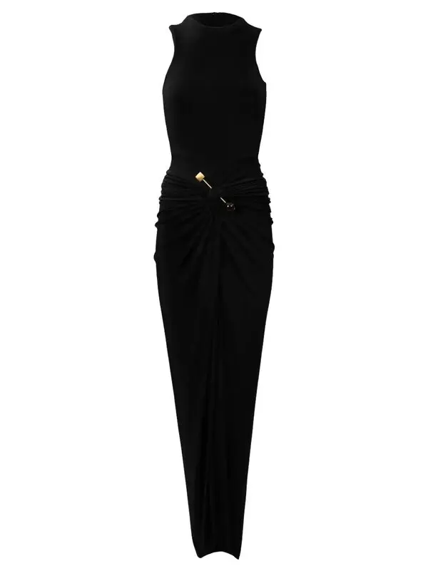 Silvia Tcherassi Pin-embellished Ruched Maxi Dress - Black