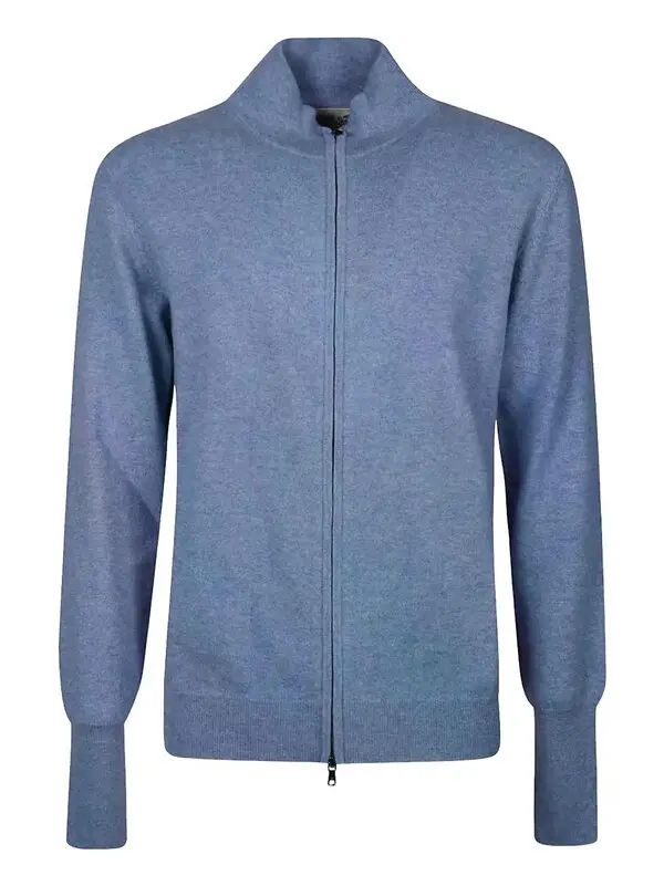BALLANTYNE Cashmere Zip Cardigan - Blue