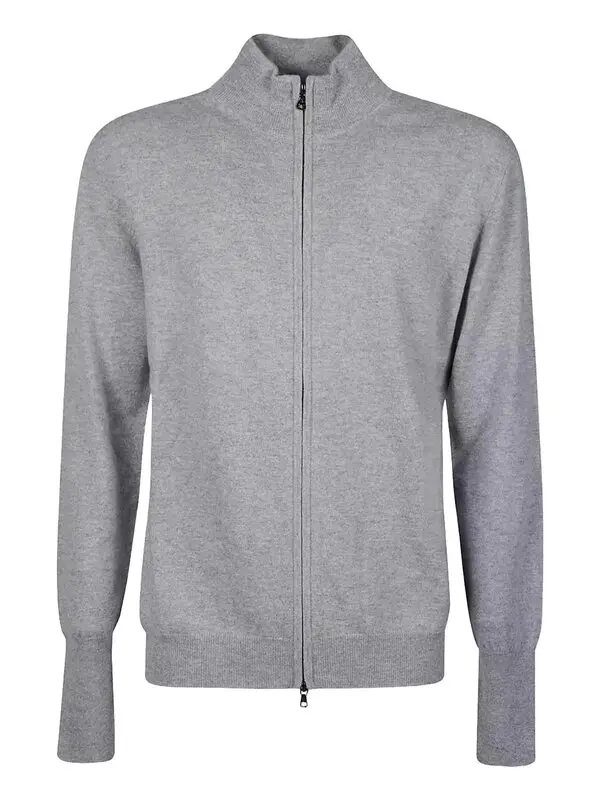 BALLANTYNE Zip-up Wool Blend Cardigan - Grey