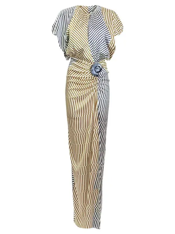 Silvia Tcherassi Kala Striped Maxi Dress - Brown