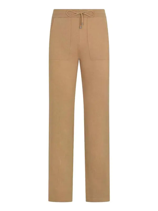 Malo Ribbed Drawstring Trousers - Neutrals