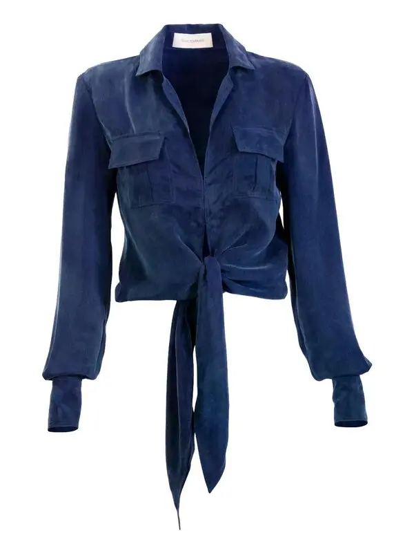 Silvia Tcherassi Caserta Flap-pocket Tie Shirt - Blue