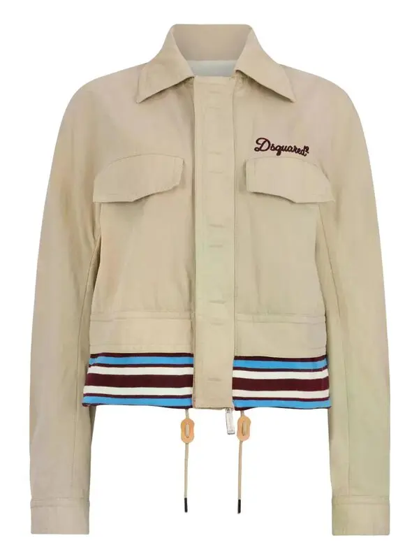Dsquared2 Striped-detail Logo Jacket - Neutrals
