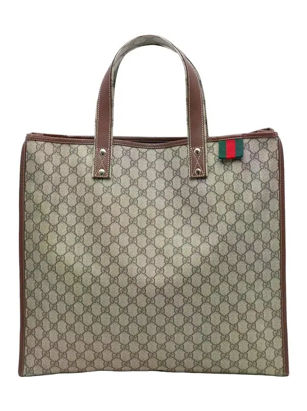 Gucci Large Gg Supreme Web Loop Tote Bag - Brown