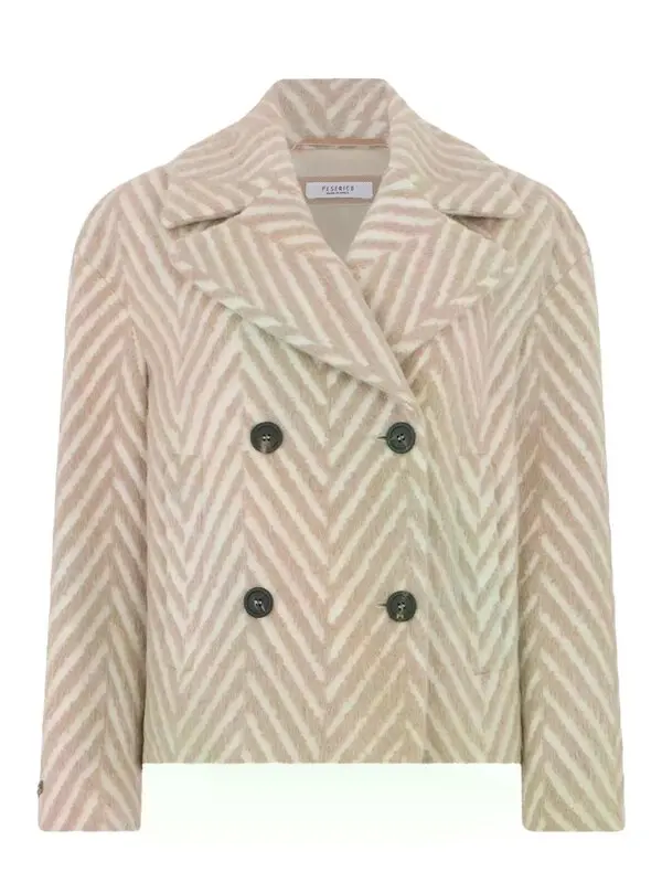 Peserico Double-breasted Chevron Jacket - Neutrals
