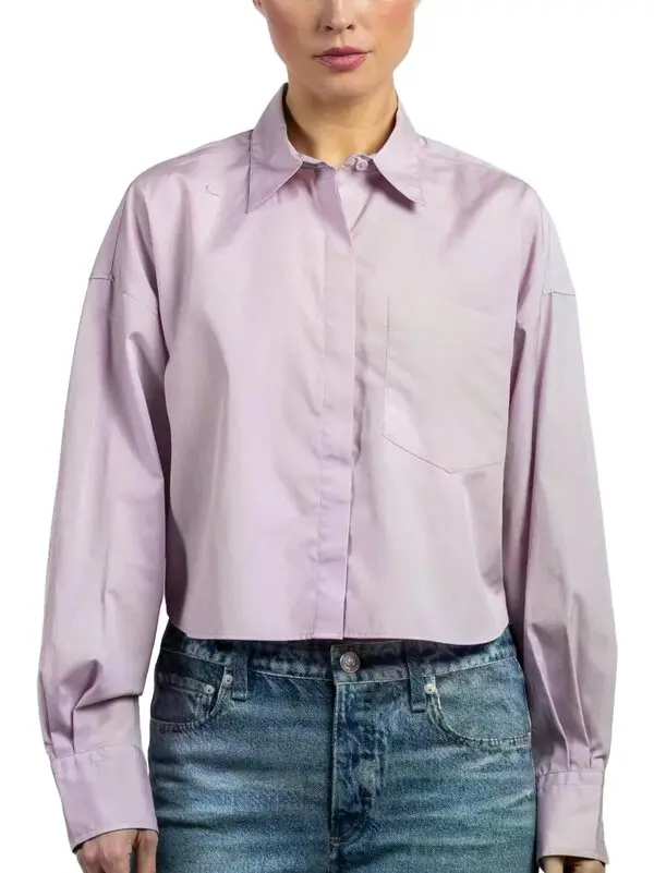 Rag & Bone Patch-pocket Cropped Shirt - Purple