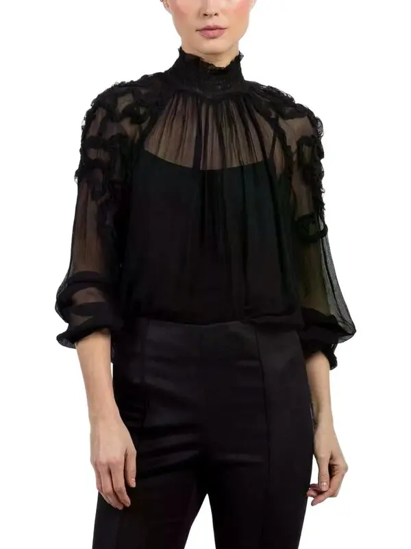 Ulla Johnson Ruffled High-neck Top - Black