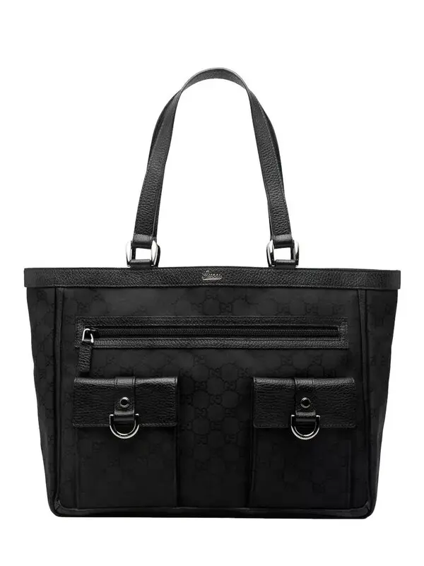 Gucci Gg Nylon Abbey D-ring Pocket Tote Bag - Black