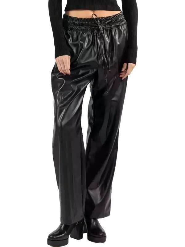 Overlover Drawstring Wide Leg Trousers - Black