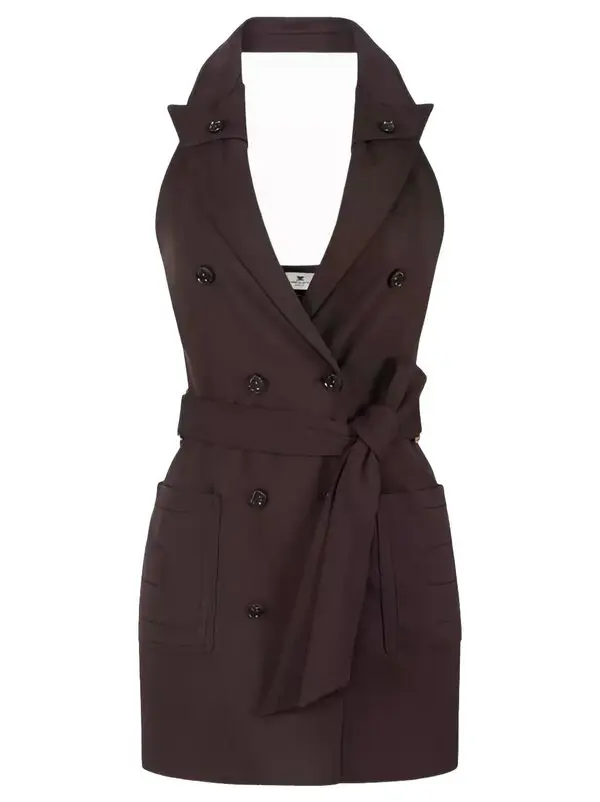 Elisabetta Franchi Halterneck Belted Mini Dress - Brown