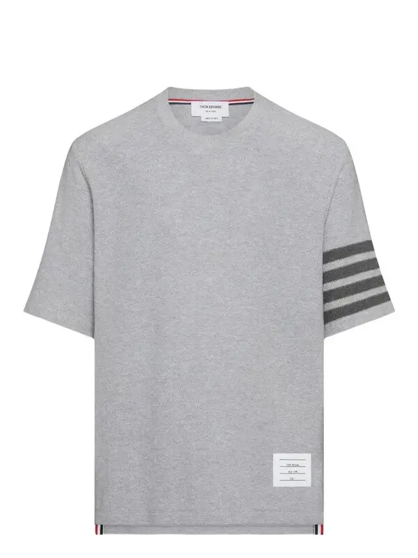 Thom Browne Piqué 4-bar T-shirt - Grey