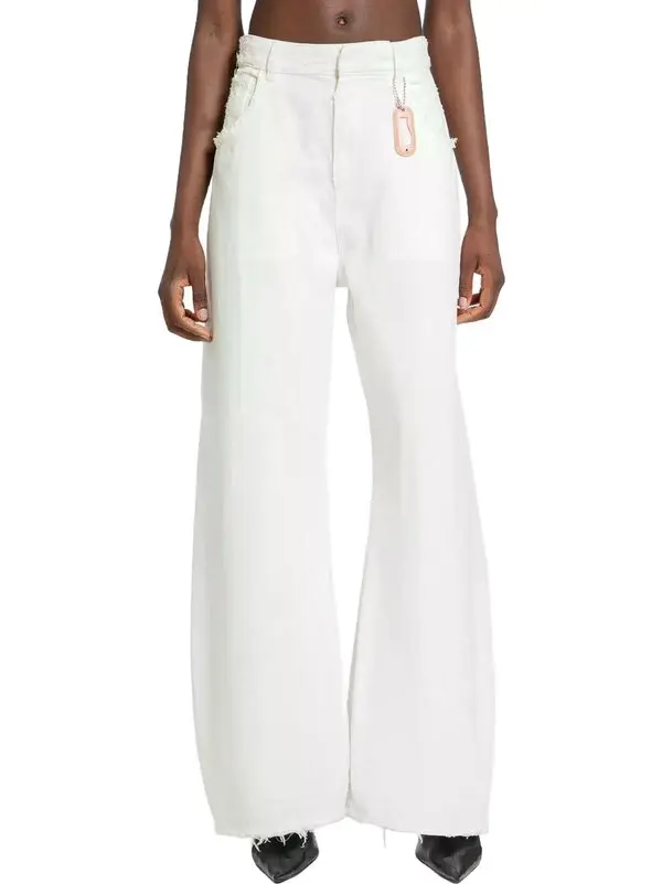 SSHEENA Frayed Wide Leg Jeans - White