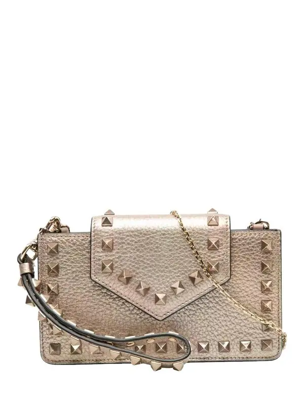 Valentino Garavani Metallic Rockstud Phone Case With Chain Crossbody Bag - Gold