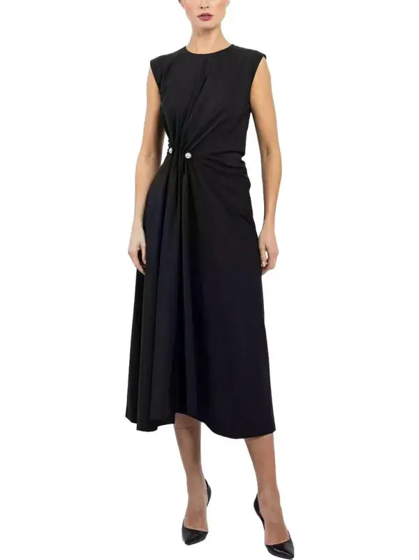 Mantū Pearl-button Midi Dress - Black