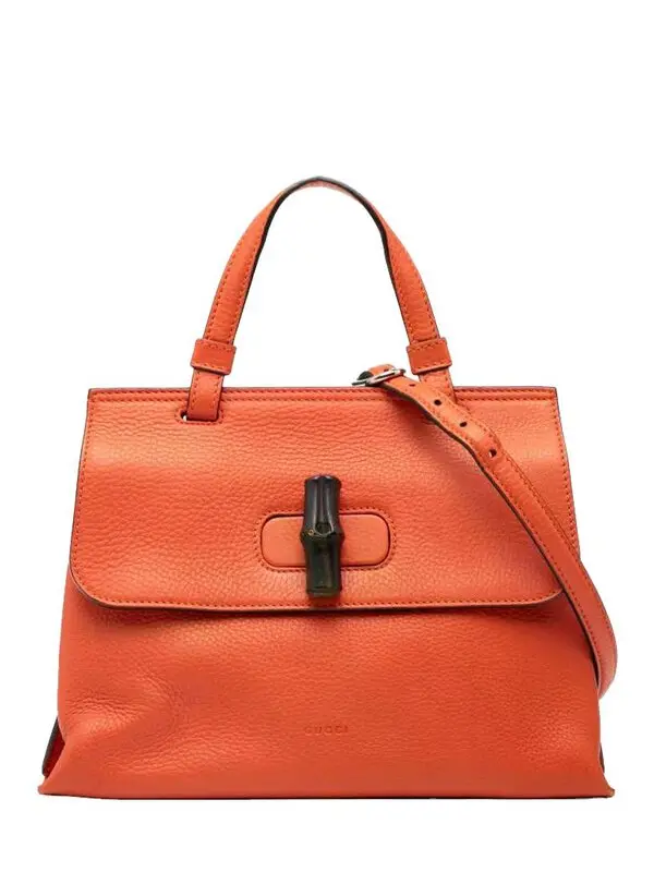 Gucci Leather Bamboo Daily Satchel - Orange